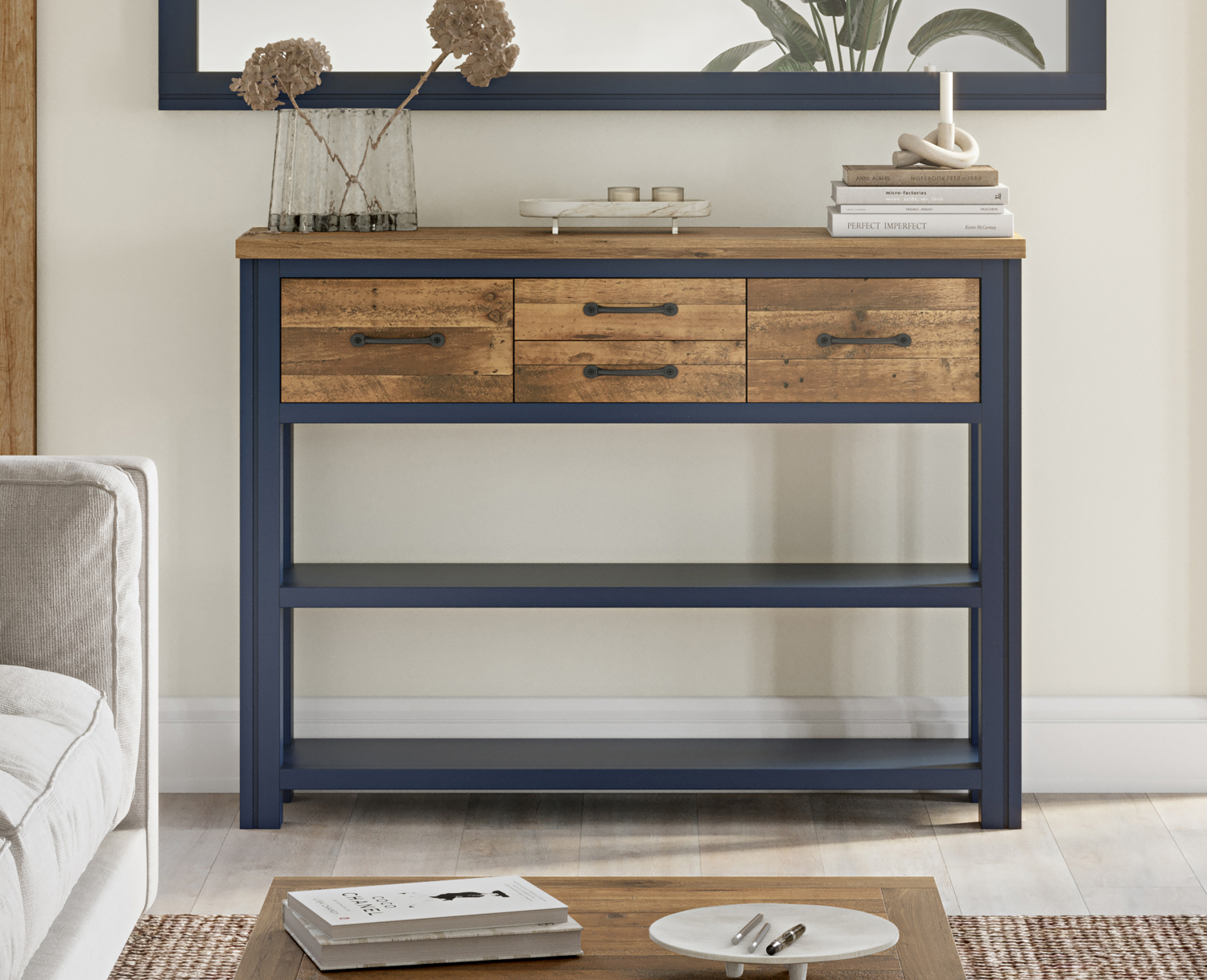 Debden Low Bookcase / Console | Fully Assembled | Oak World