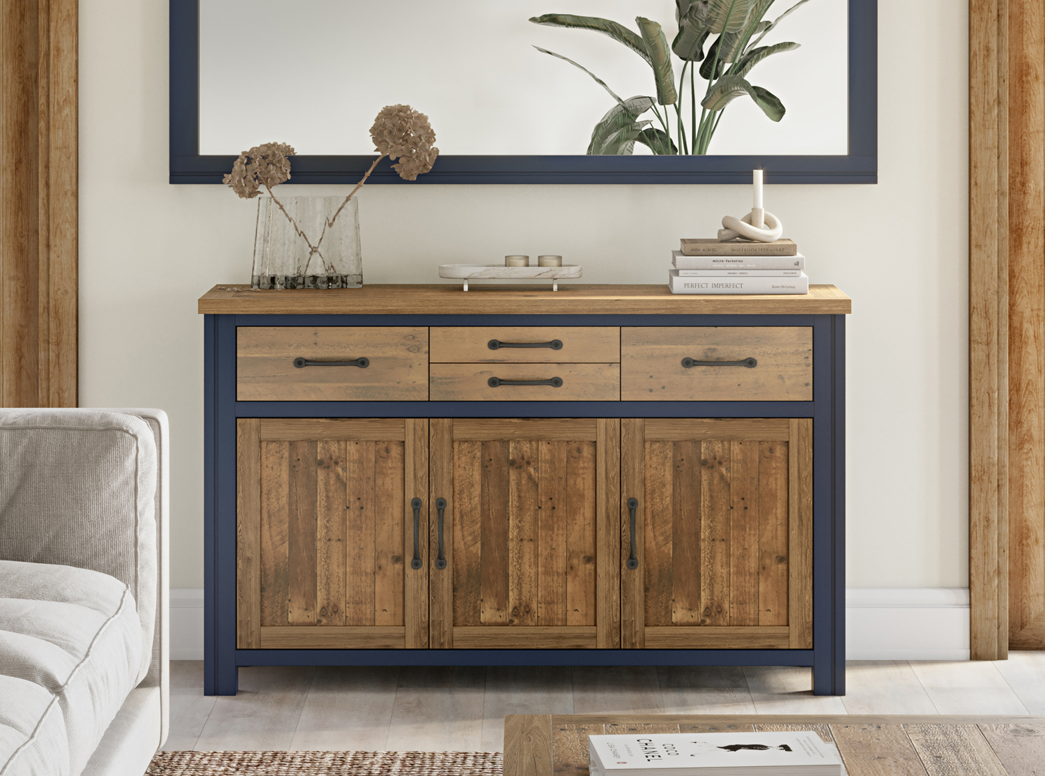 Debden Sideboard 3 Door / 4 Drawer | Fully Assembled | Oak World