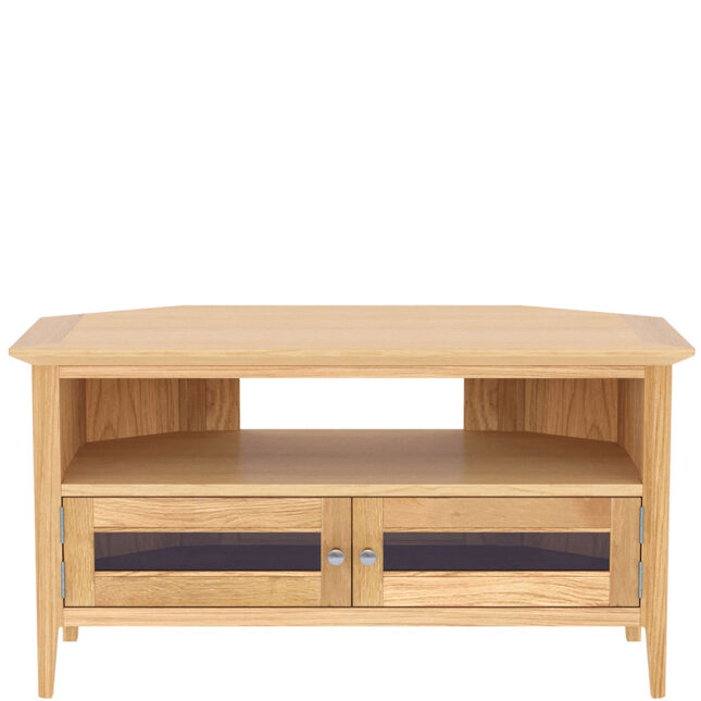 Upney Glazed Corner TV Unit | Assembled | Oak World