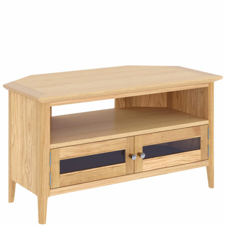 Upney Glazed Corner TV Unit | Assembled | Oak World