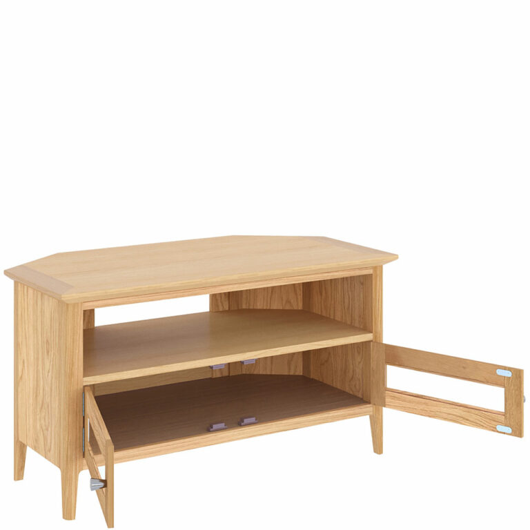 Upney Glazed Corner TV Unit | Assembled | Oak World