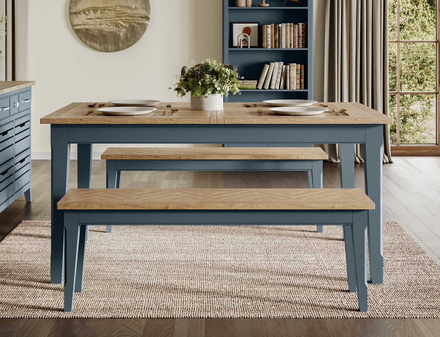 Blue Stockwell Extending Dining Table | Assembly Required | Oak World