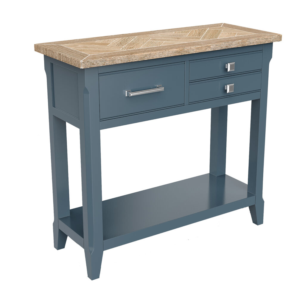 Blue Stockwell Reclaimed Small Console Table | Assembled | Oak World