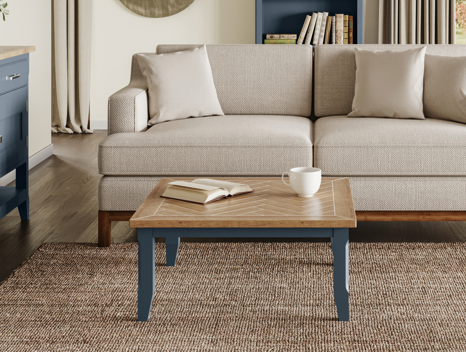 Blue Stockwell Square Open Coffee Table | Fully Assembled | Oak World