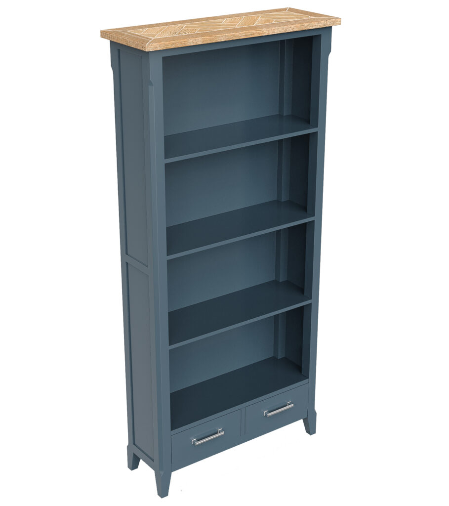 Blue Stockwell Tall bookcase | Assembled | Oak World