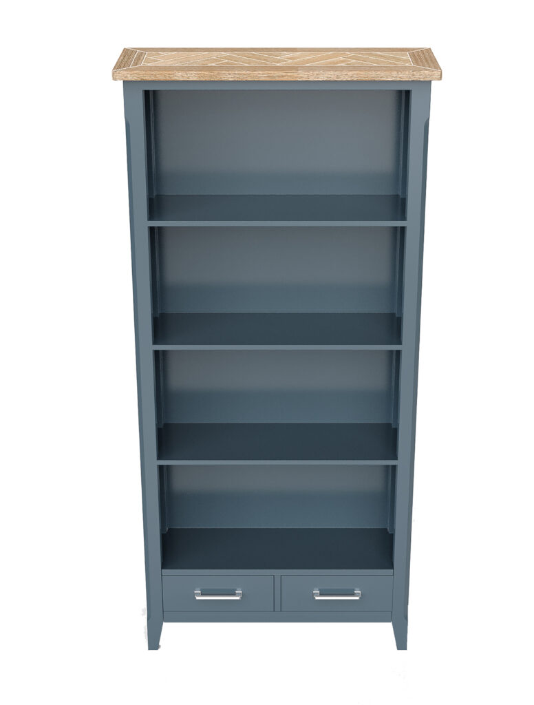 Blue Stockwell Tall bookcase | Assembled | Oak World