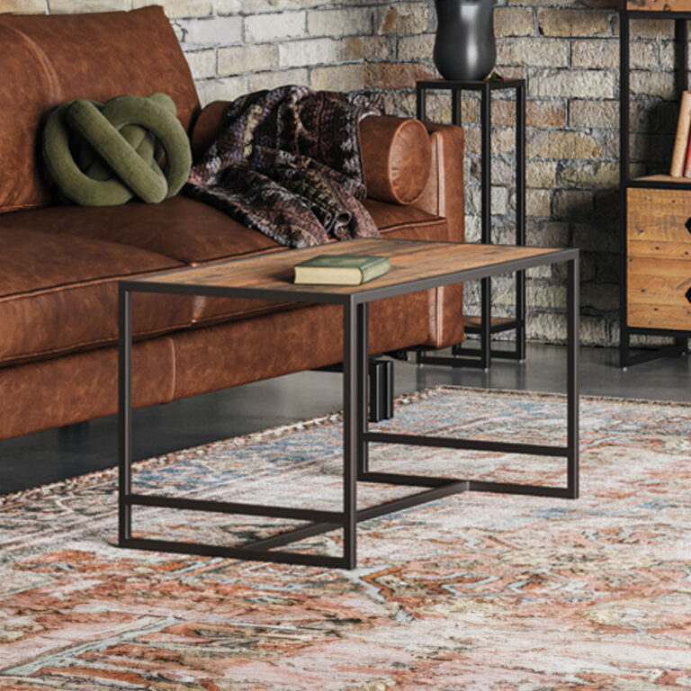 Black Victoria Rustic Tall Open Coffee Table | Assembled | Oak World