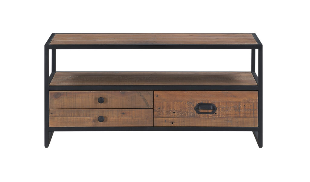 Black Victoria Rustic Widescreen Television cabinet | Assembled | Oak World