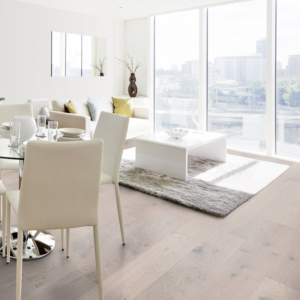 Timba Engineered Oak Flooring | Pure White Brushed Matt Lacquered Plank ...