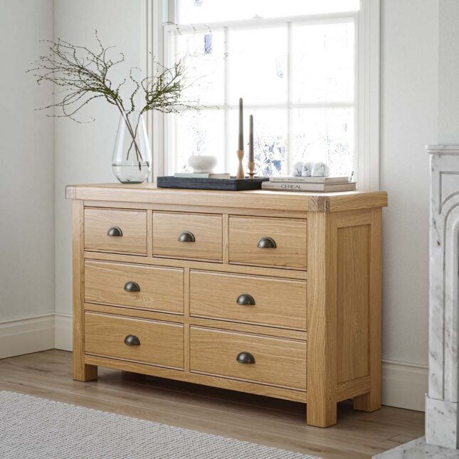 Oak Shire 3 Over 4 Chest | Assembled | Oak World