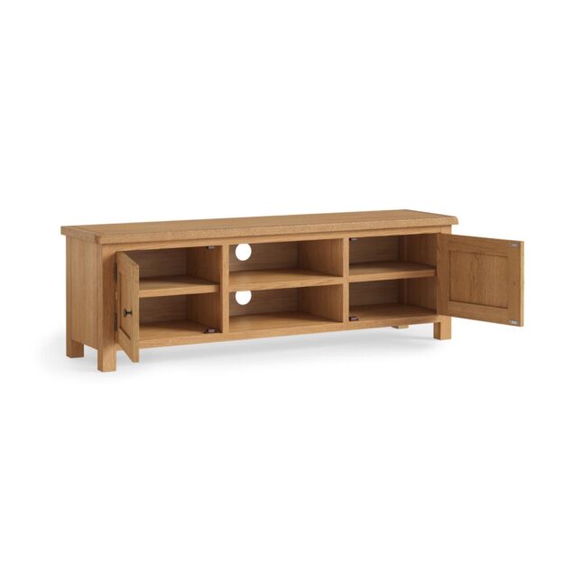 Bywell Waxed Oak Large TV Unit | Assembled | Oak World