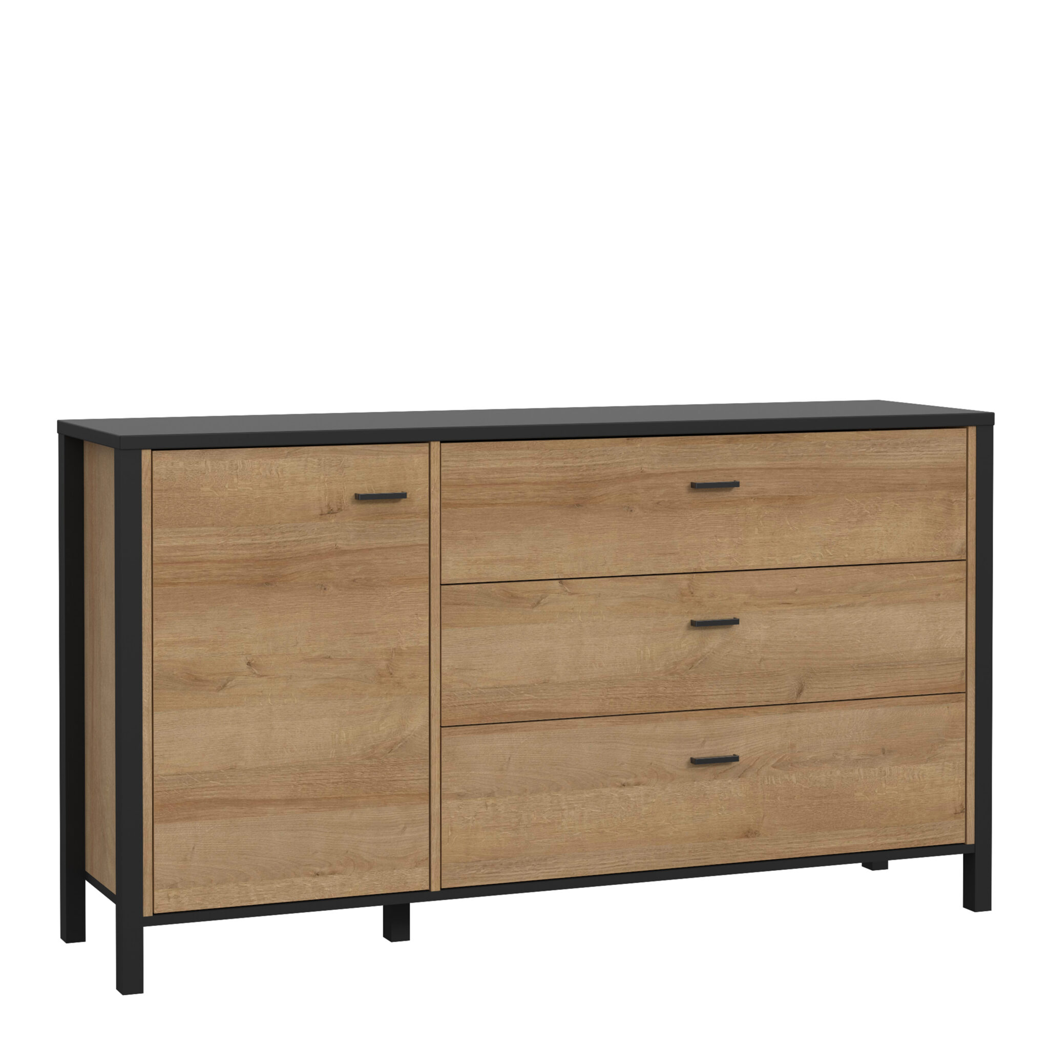 Hard Rock Sideboard in Matte Black/Riviera Oak | Self Assembly | Oak World
