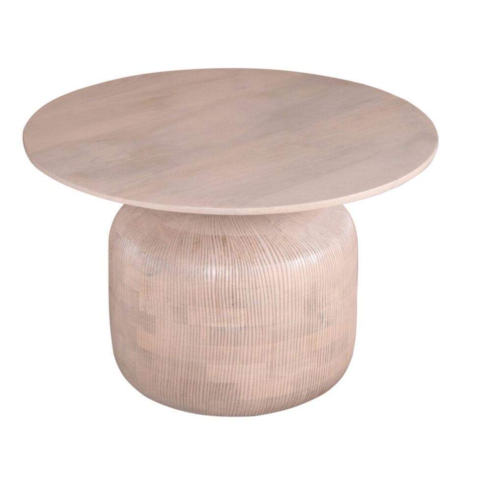 Marbella Cane & Mango Wood Round Coffee Table | Assembly Required | Oak ...
