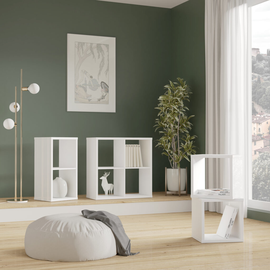 Mauri Cube Singular Storage Unit in White High Gloss/White | Self ...