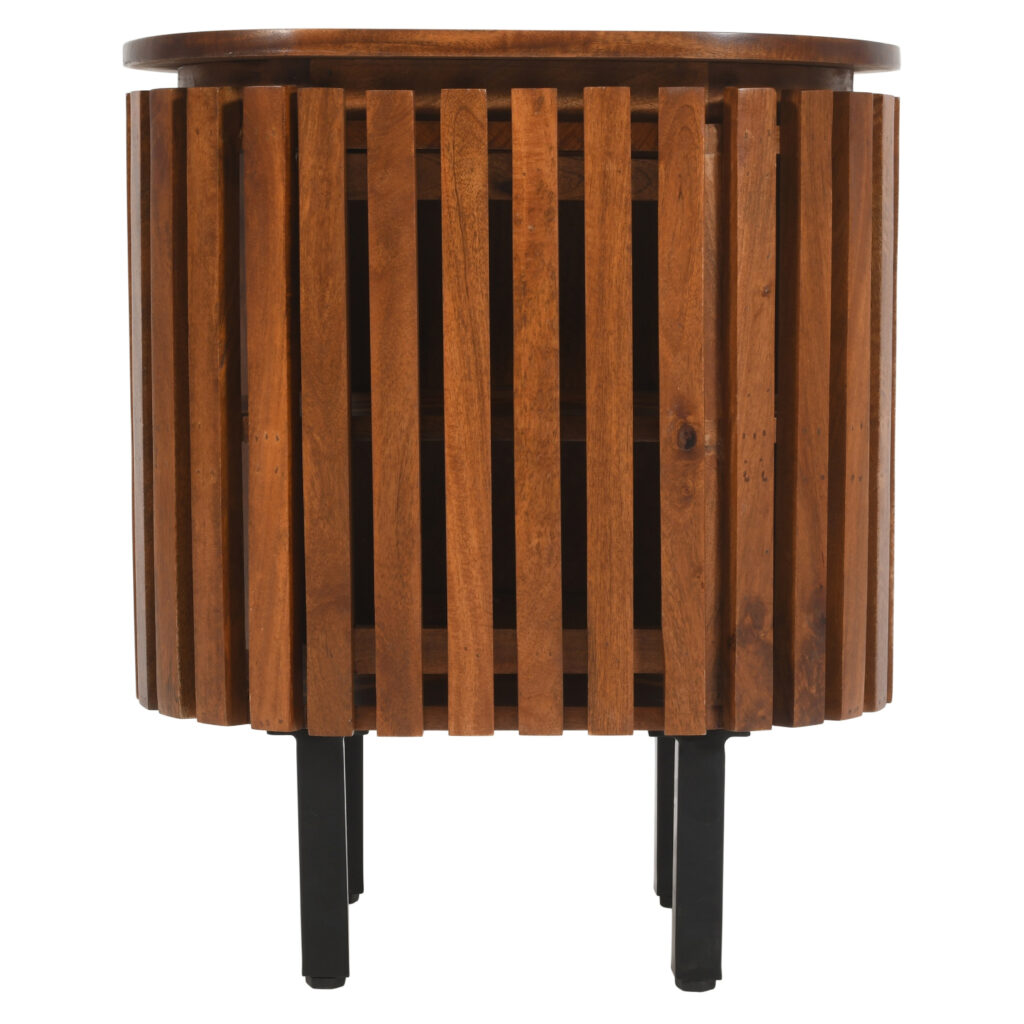 Taleda Slatted Mango Wood Bedside Table | Assembly Required | Oak World