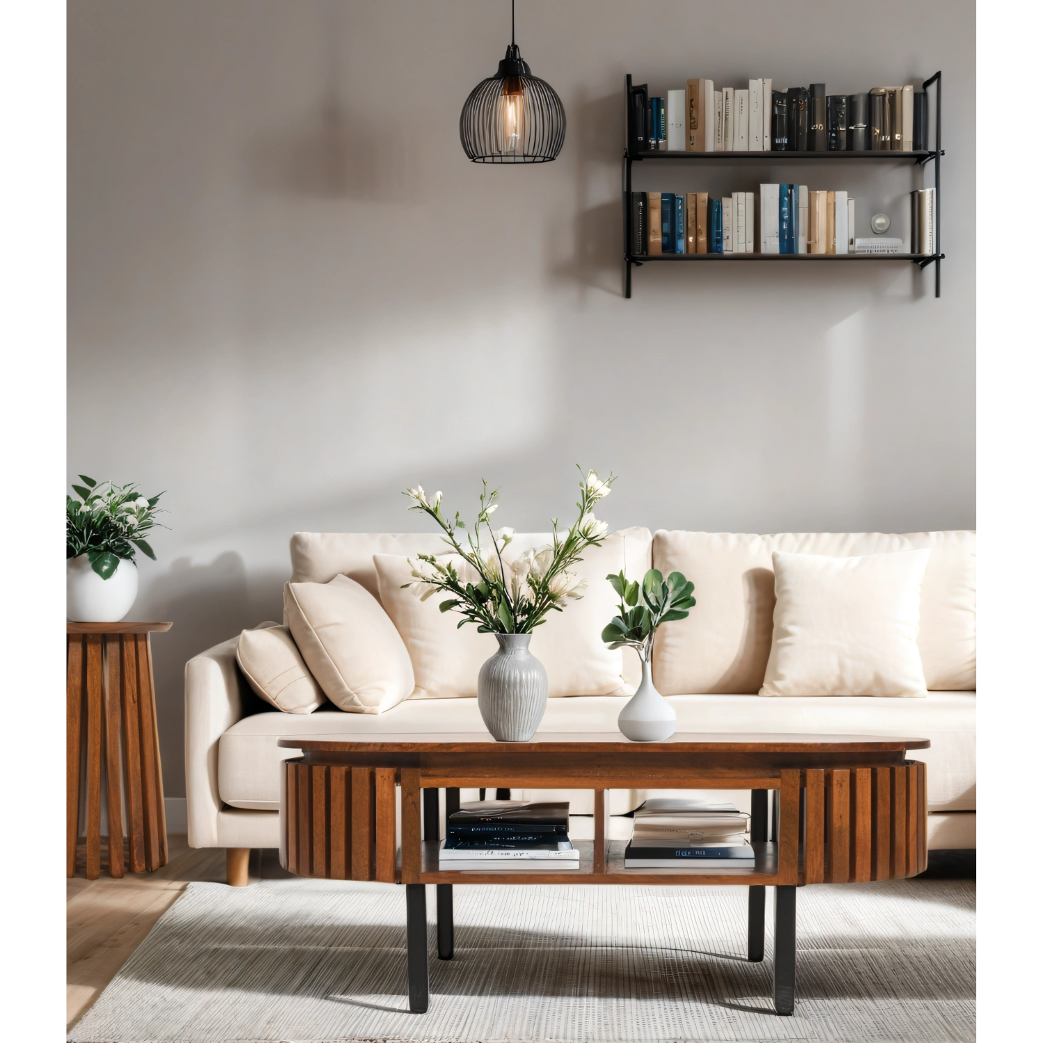Taleda Slatted Mango Wood Rectangular Coffee Table | Assembly Required ...
