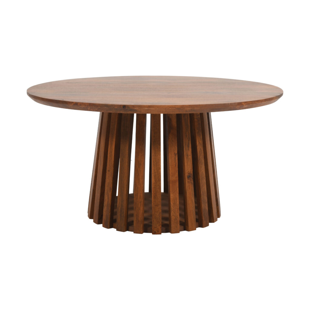Taleda Slatted Mango Wood Round Coffee Table 80cm | Oak World