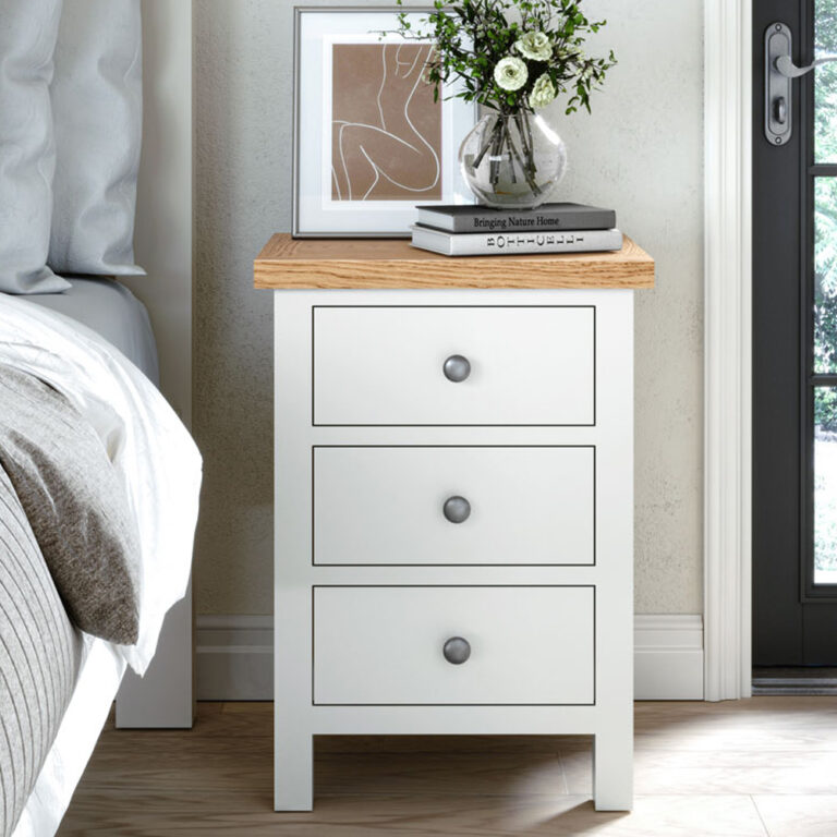 Bowness White Bedside Cabinet | Assembled | Oak World