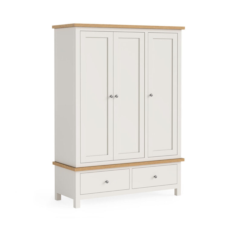 Bowness White Triple Wardrobe | Oak World