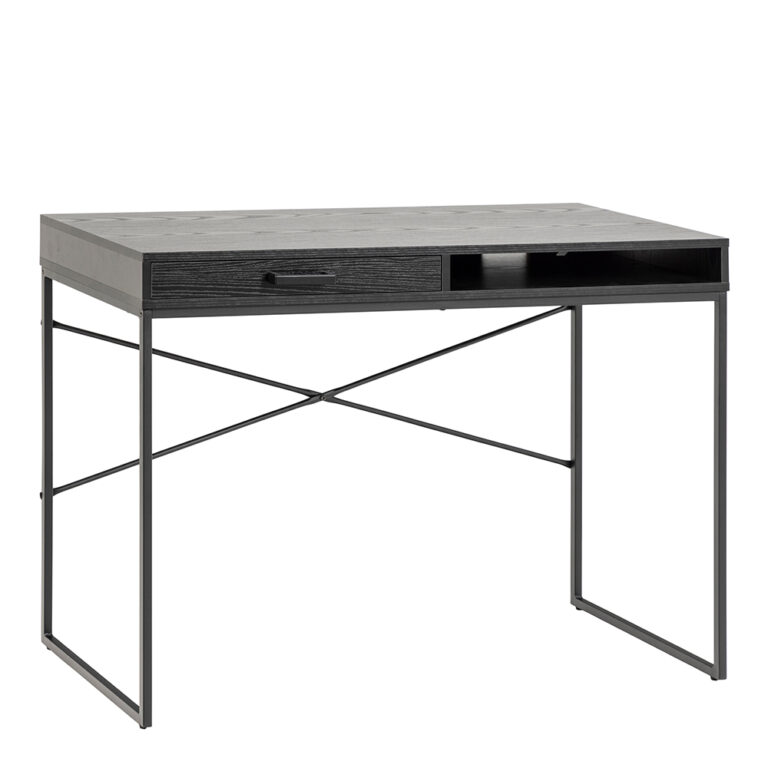 Milford 1 Drawer Office Desk in Ash Black | Oak World