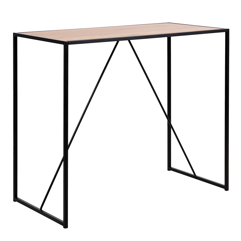 Milford Black Metal Bar Table with Oak Top | Self Assembly | Oak World