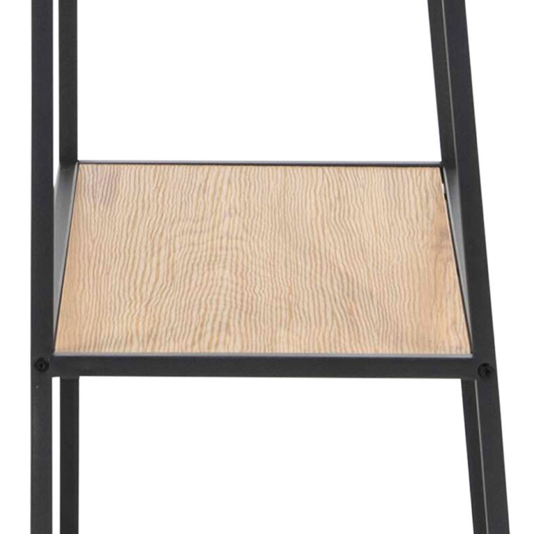 Milford Black Metal Ladder Bookcase with 5 Oak Shelves | Self Assembly ...