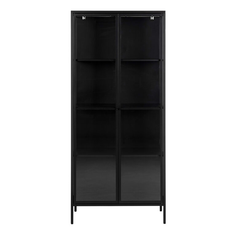 Newland Tall 2 Door Display Cabinet in Matte Black | Oak World