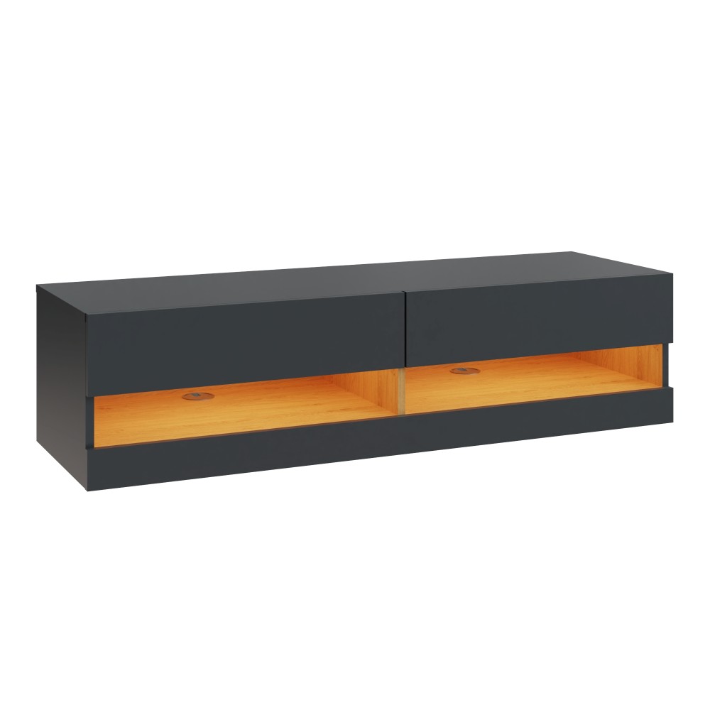 Garcia 120cm Wall TV Unit with LED | Assembly Required Grey | Oak World
