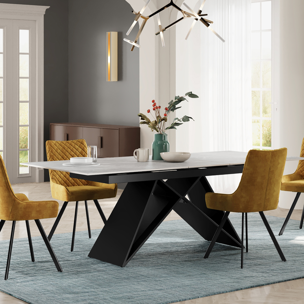 Dayton Terzo Ceramic Argento Grey - 160-200 Extending Dining Table | Matt Finish | Assembly ...