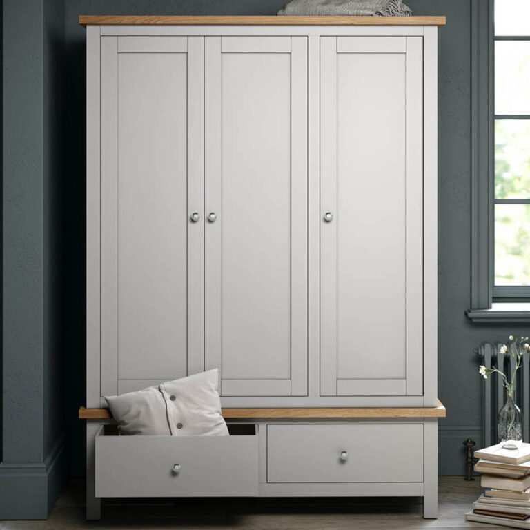 Hartside Grey Triple Wardrobe | Oak World