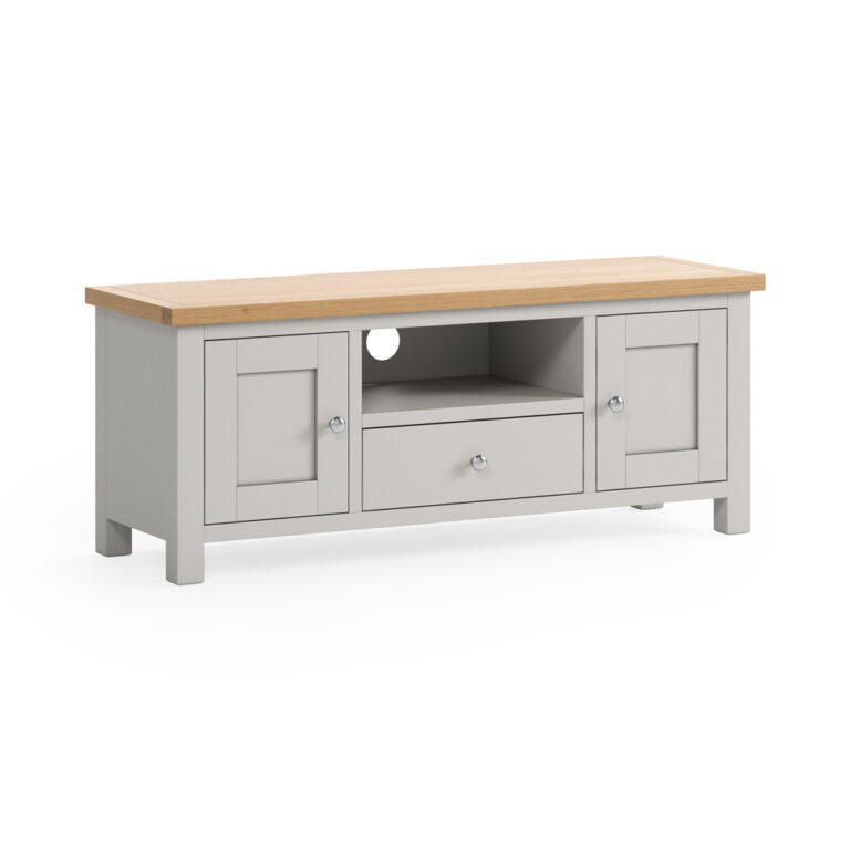 Hartside Grey Large TV Unit | Assembled | Oak World