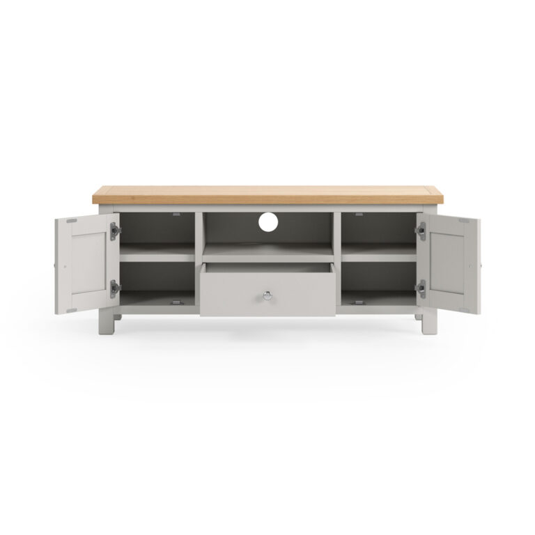 Hartside Grey Large TV Unit | Assembled | Oak World