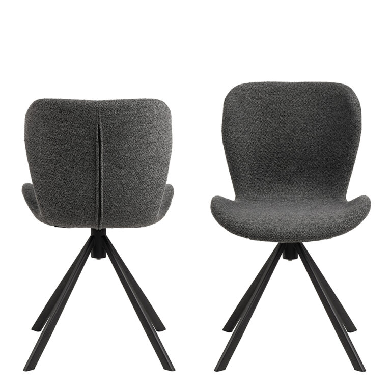 Batilda Swivel Dining chairs in Grey Fabic Set of 2 | Oak World
