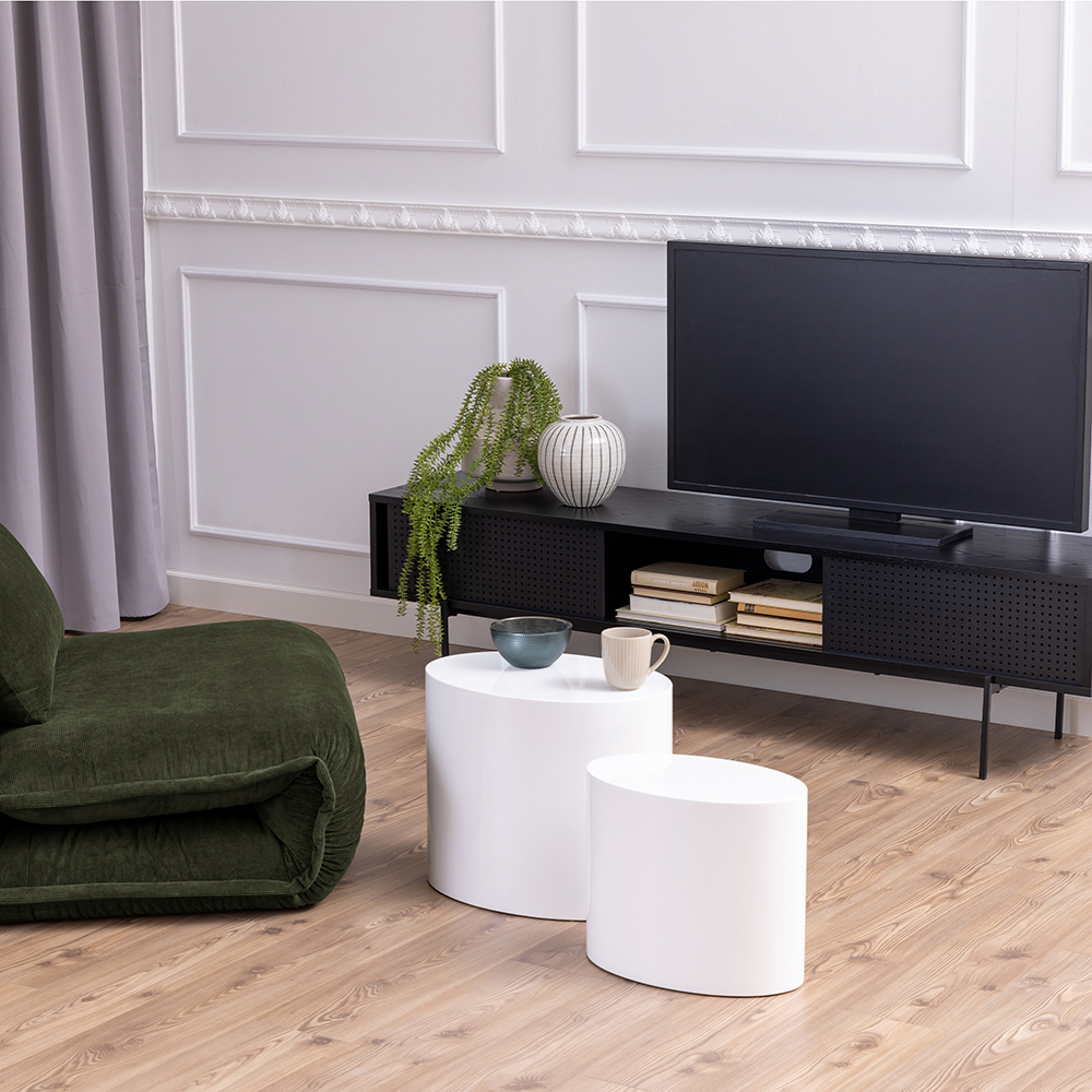 Mice Oval Coffee Table in White Set of 2 | Assembly Required | Oak World