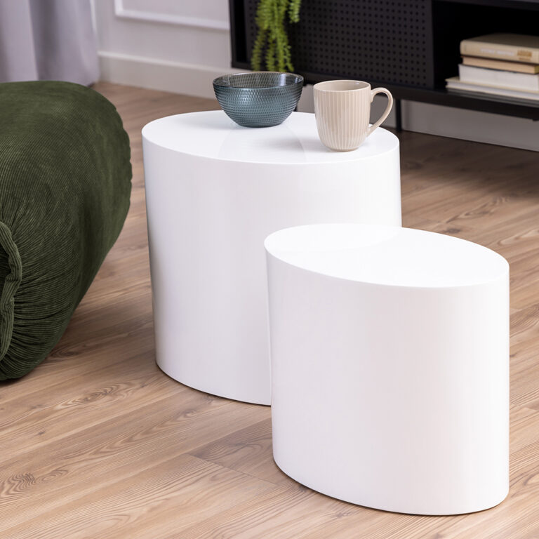 Mice Oval Coffee Table in White Set of 2 | Oak World