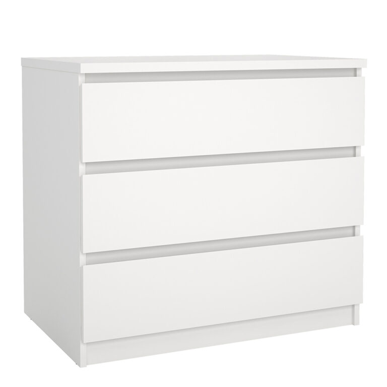Moderno Wide Chest of 6 Drawers (3+3) | White High Gloss | Oak World