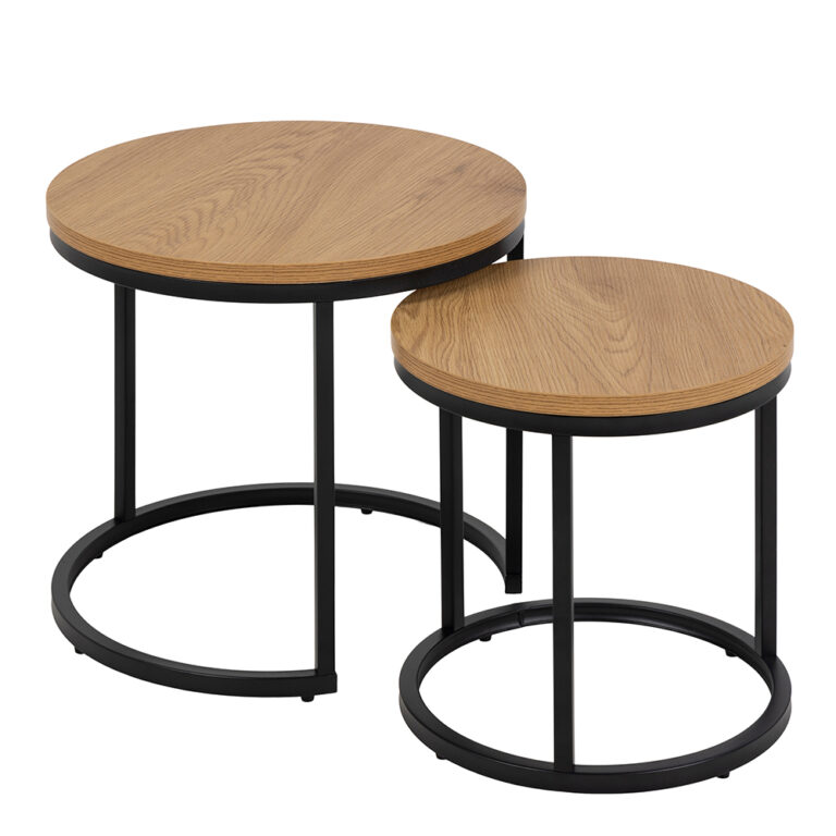 Spiro Round Nest of Tables in Oak | Oak World