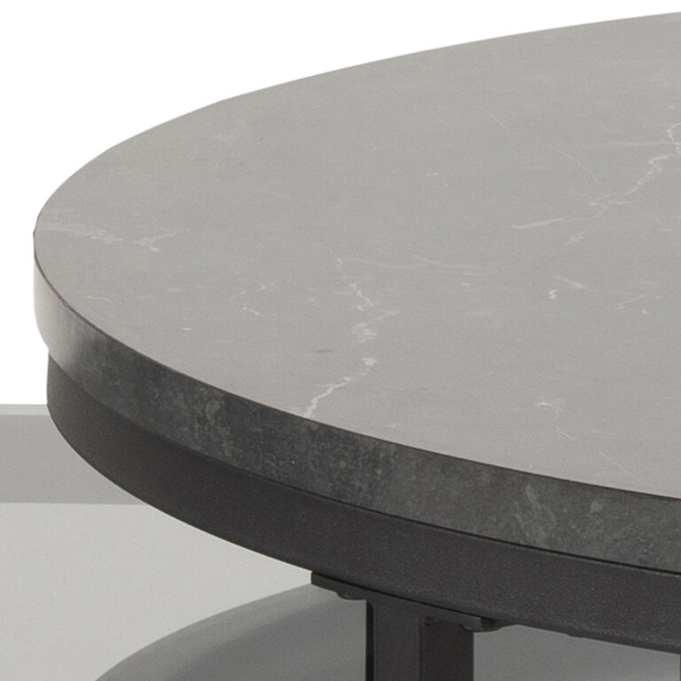 Spiro Round/Oval Coffee Table Set with Black Marble/Smoked Glass Top ...