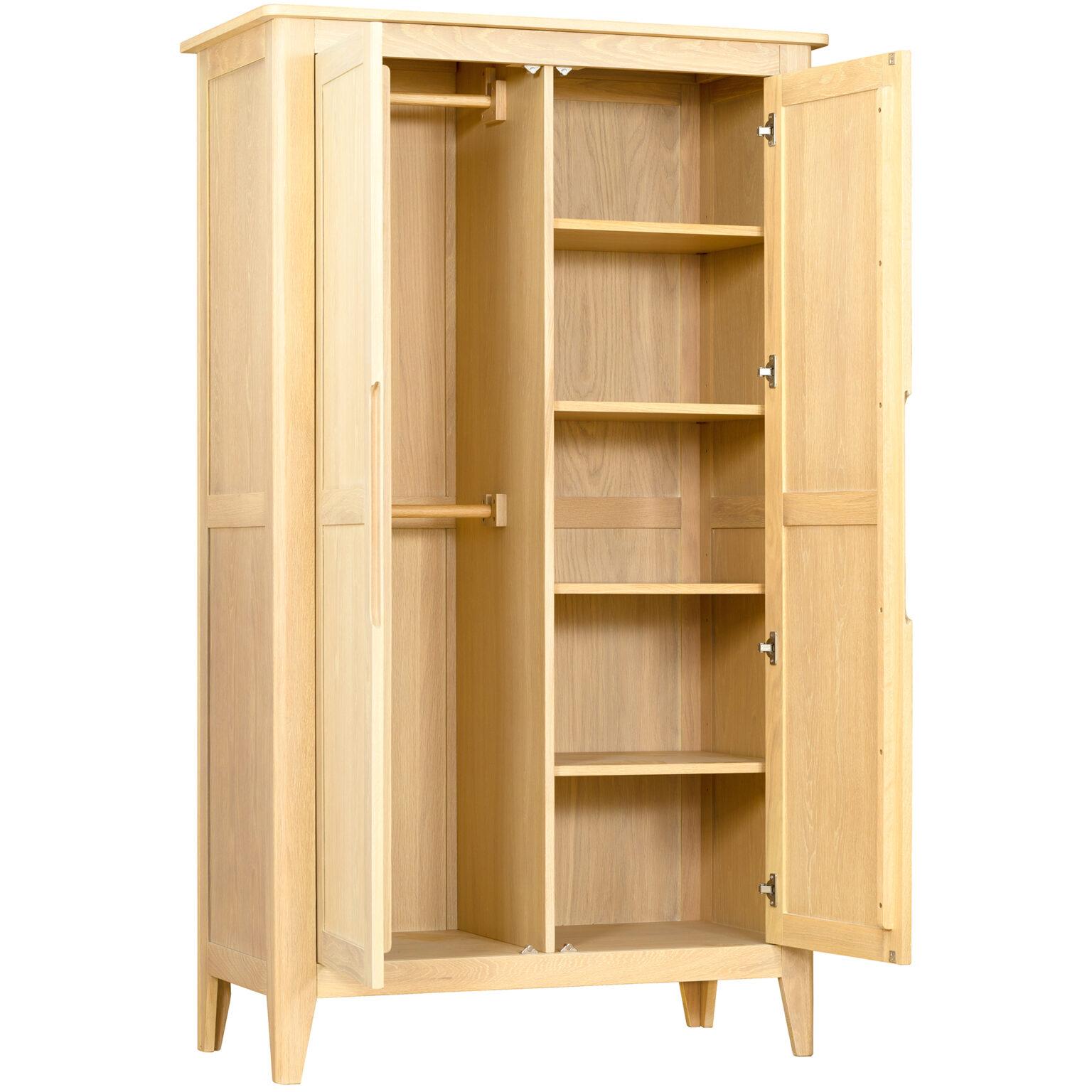Bruges Double Hanging Wardrobe With Shelving | Assembly Required | Oak ...