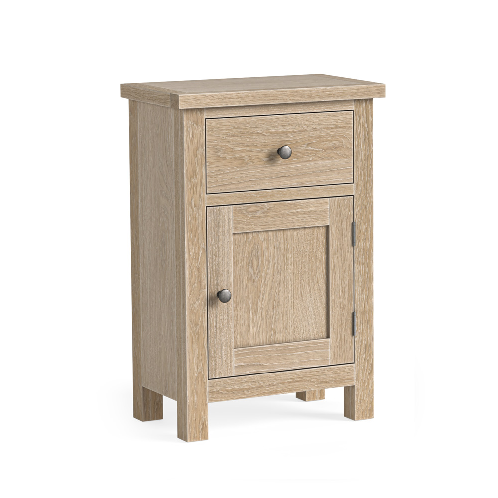 Oaktide Telephone Cupboard - Oak - White Wash | Assembled | Oak World