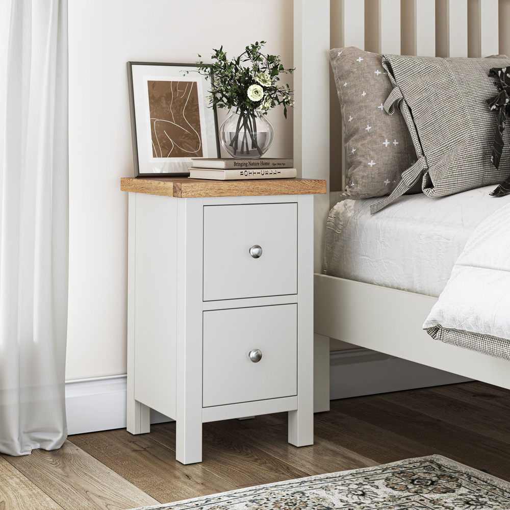 Westcliffe White Narrow Bedside Cabinet | Assembled | Oak World