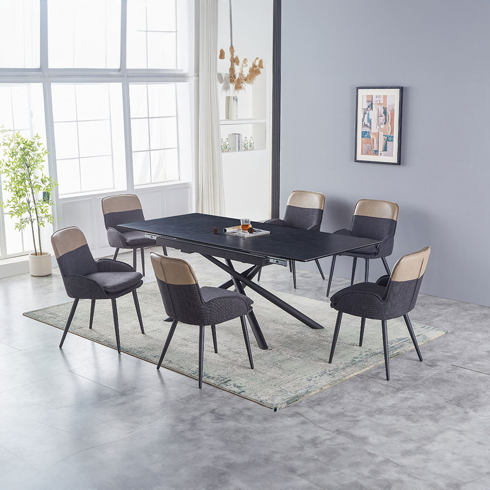 Redmond Dining Chair - Dark Grey & Beige | Oak World