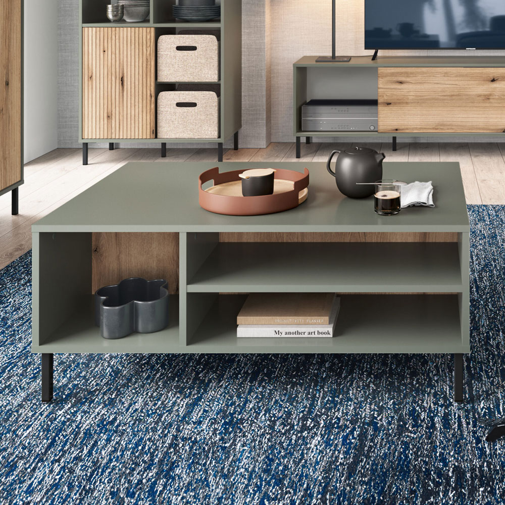 Ayr Coffee Table in Green/Oak | Oak World