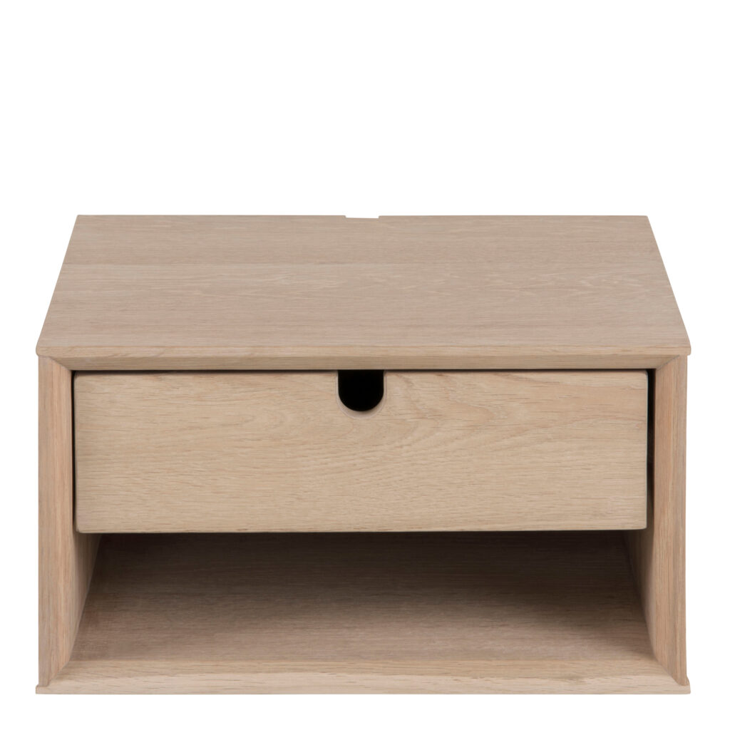 Century 1 Drawer Wall Mounted Bedside Table in Oak | Oak World