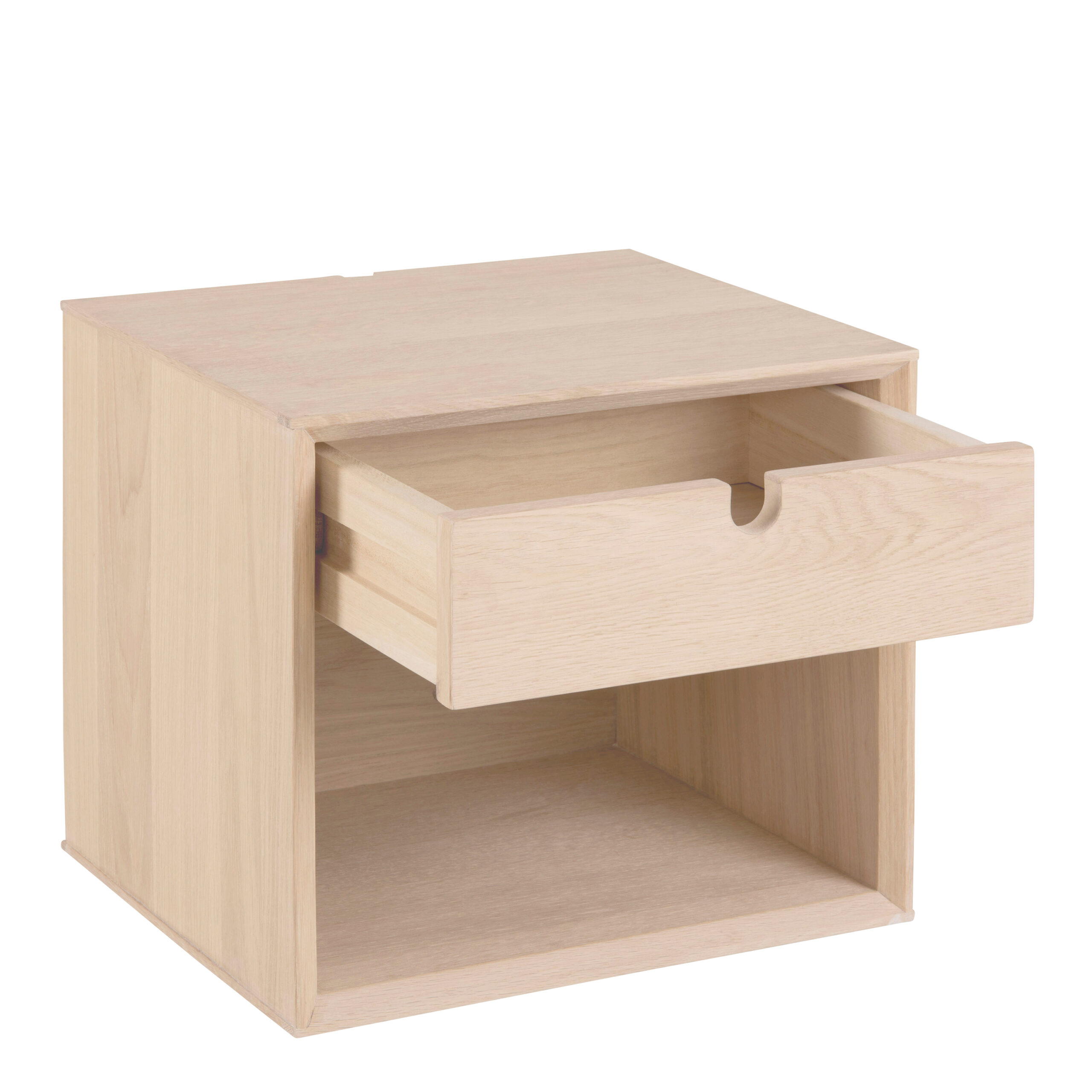 Century 1 Drawer Wall Mounted Bedside Table in White Oak | Oak World