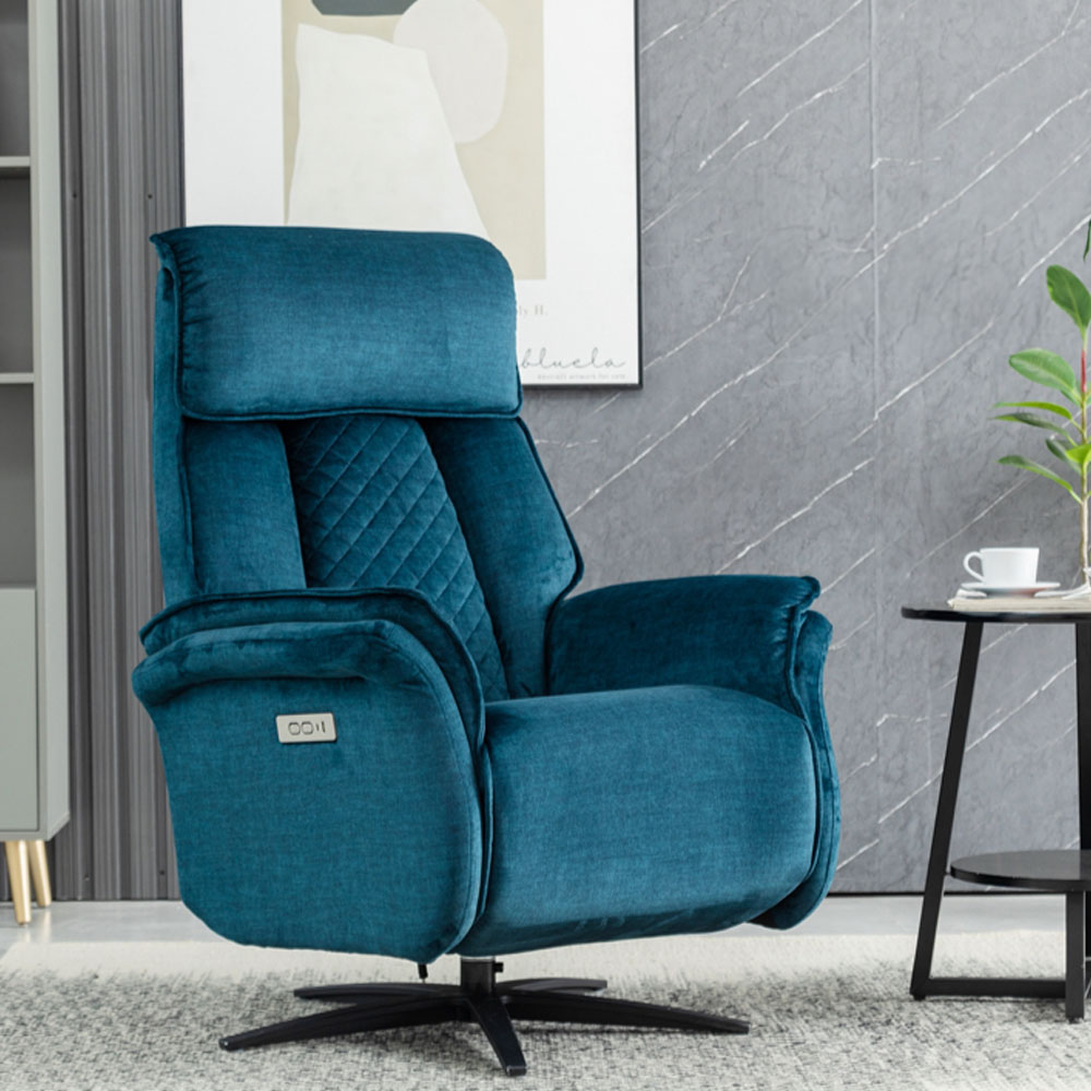 Hermes Swivel Elec Chair Dual Motor - Ocean Blue | Oak World
