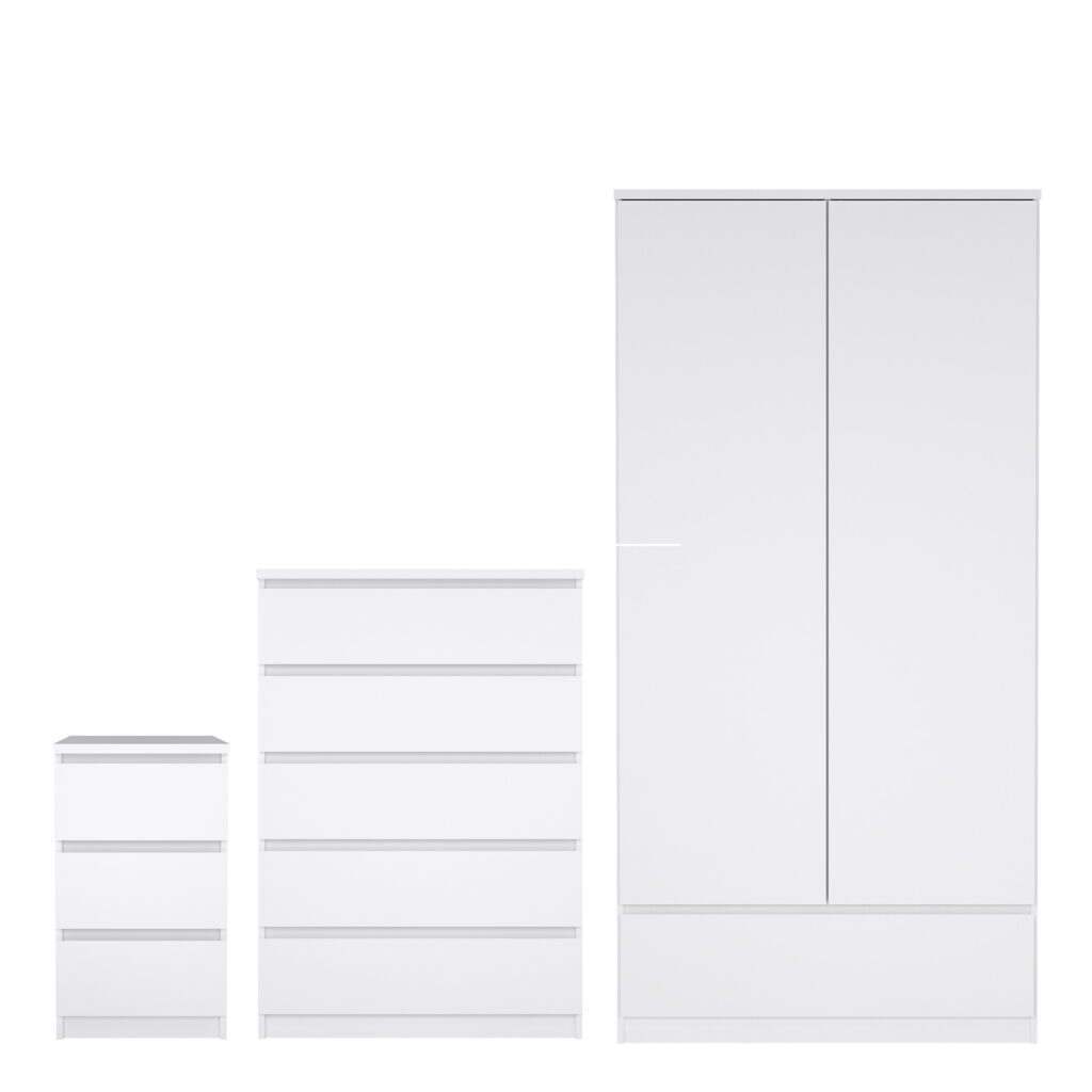 Moderno Wide Chest of 6 Drawers (3+3) | White High Gloss | Self ...