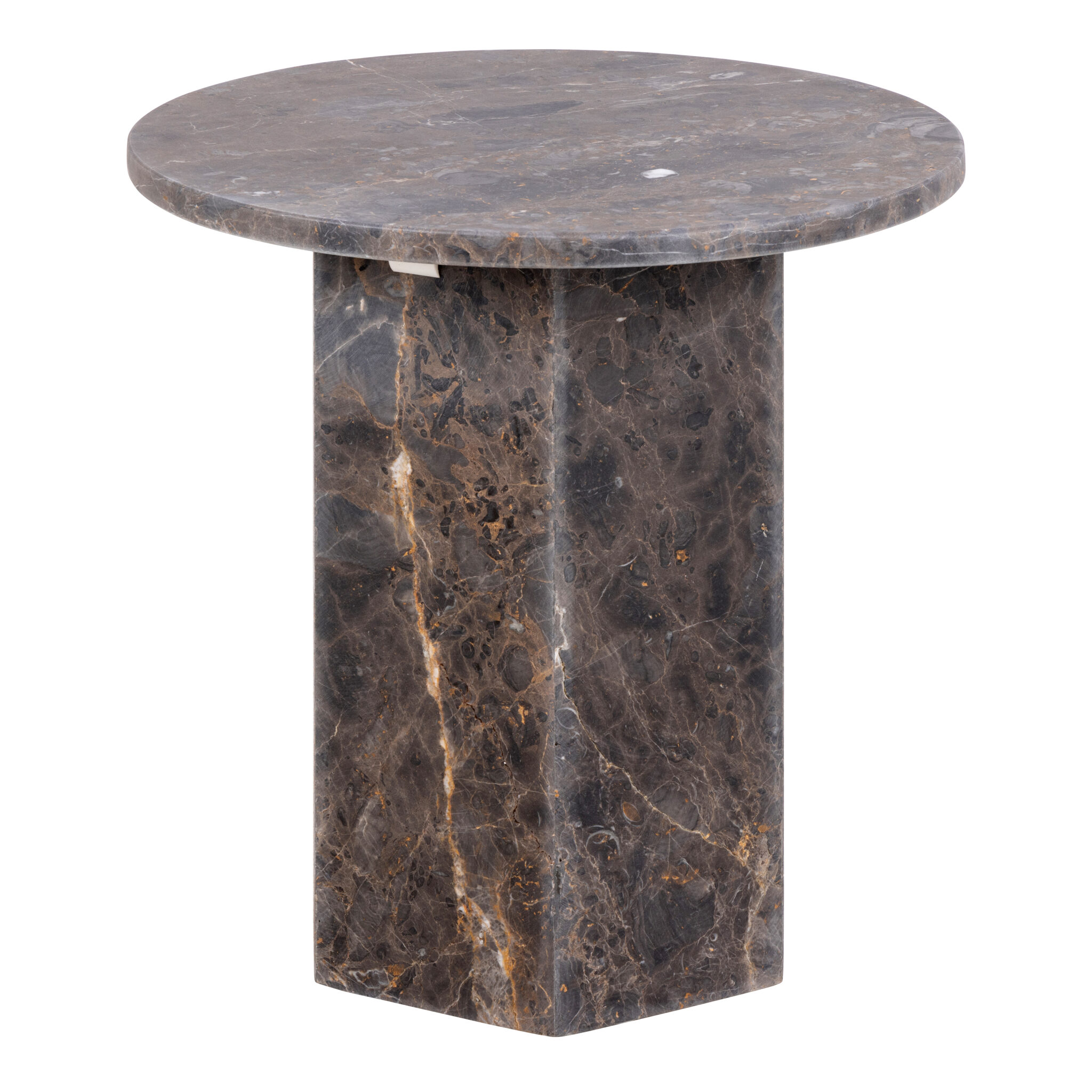 Naxos Round Side Table In Marron Marble | Oak World