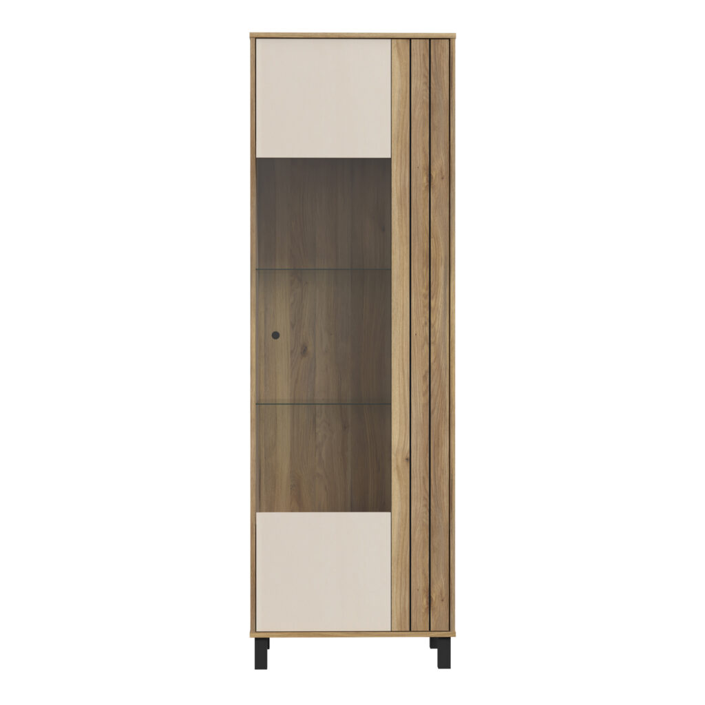 Vista Glass Door Display Cabinet in Cream and Oak | Oak World