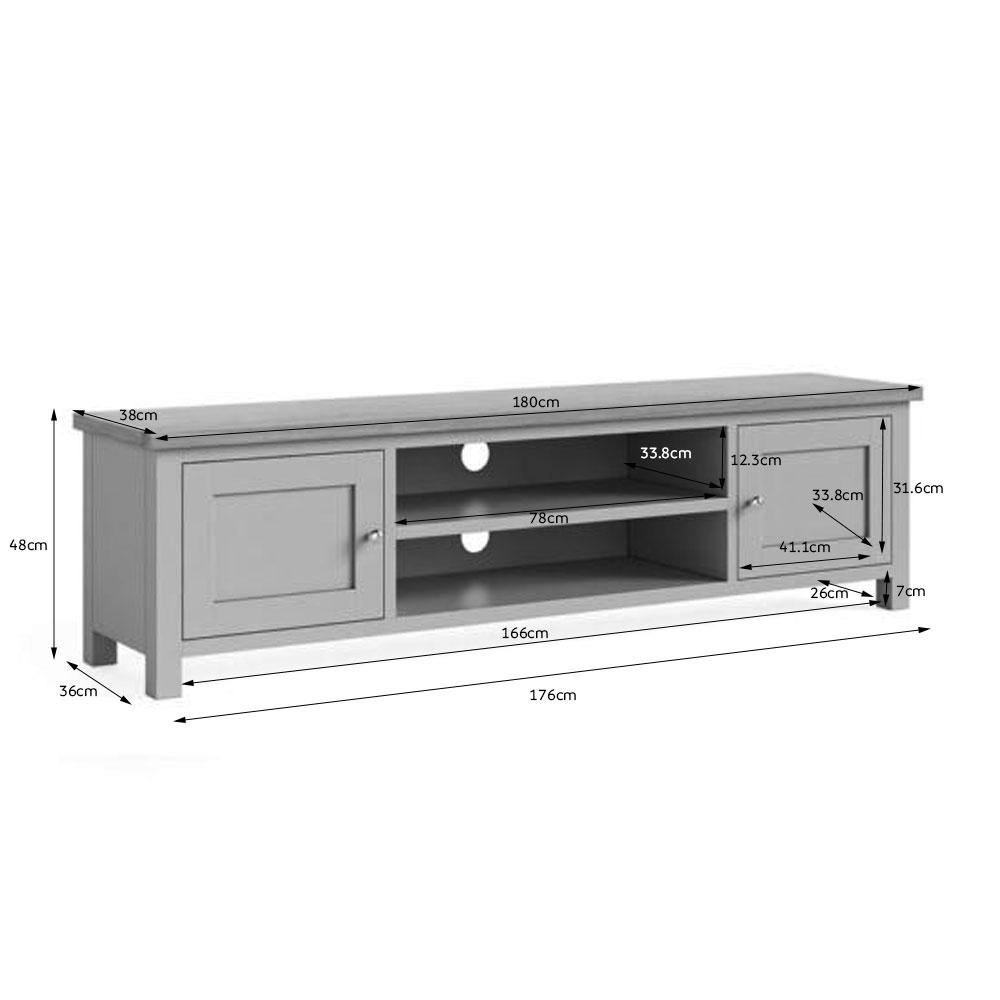 Hartside Grey Extra Large TV Unit | Assembled | Oak World